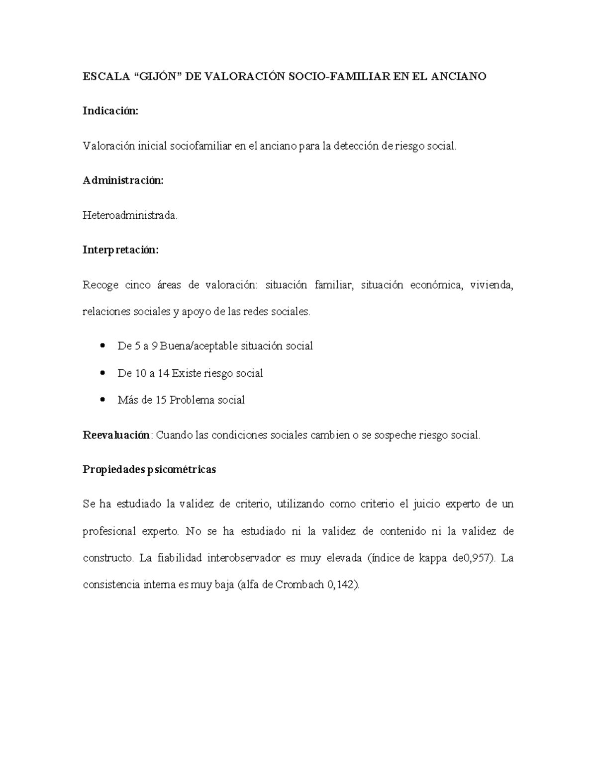 Teoria Escala DE Guijon - ESCALA “GIJÓN” DE VALORACIÓN SOCIO-FAMILIAR ...