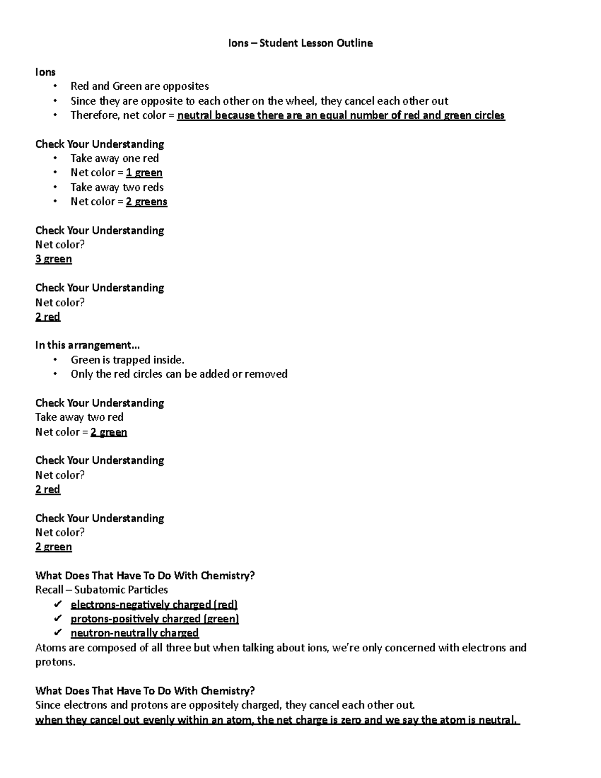 Ions - Student Lesson Outline (Grade 9 Science) - Ions – Student Lesson ...