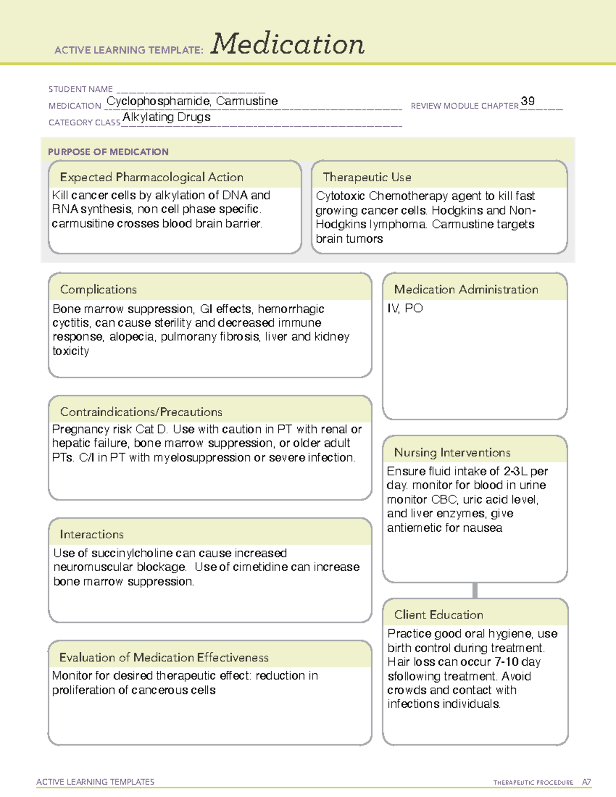 Med Card - Alkylating Drugs - ACTIVE LEARNING TEMPLATES THERAPEUTIC ...