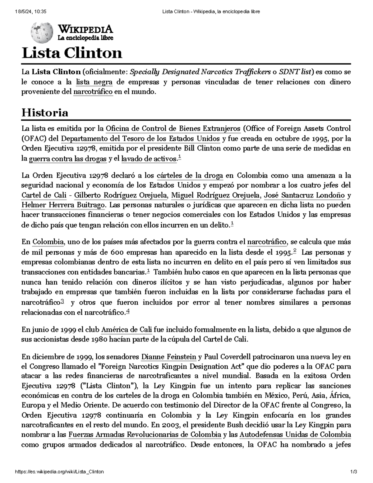 QUE ES Lista Clinton - Lista Clinton La Lista Clinton (oficialmente ...