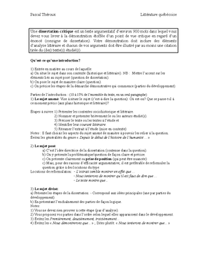Dissertation explicative - 601-102-MQ : Littérature et imaginaire C ...