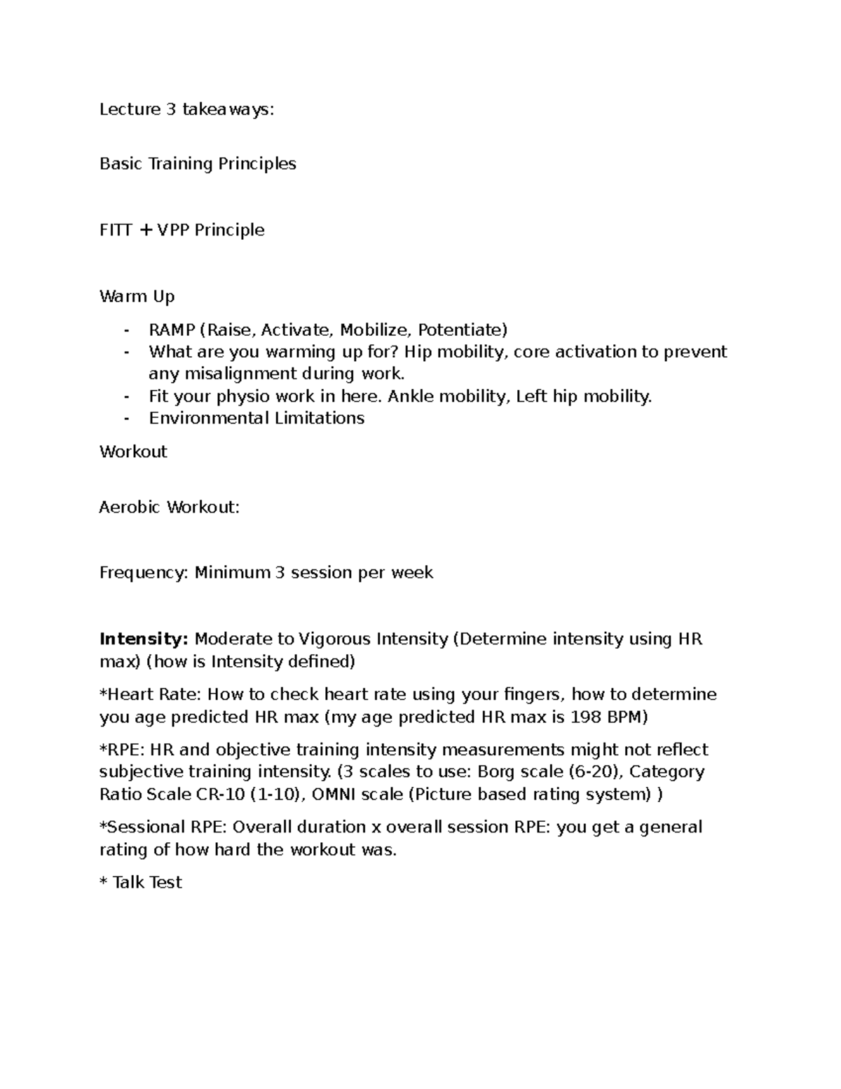 Lecture 3 takeaways - Lecture 3 takeaways: Basic Training Principles ...