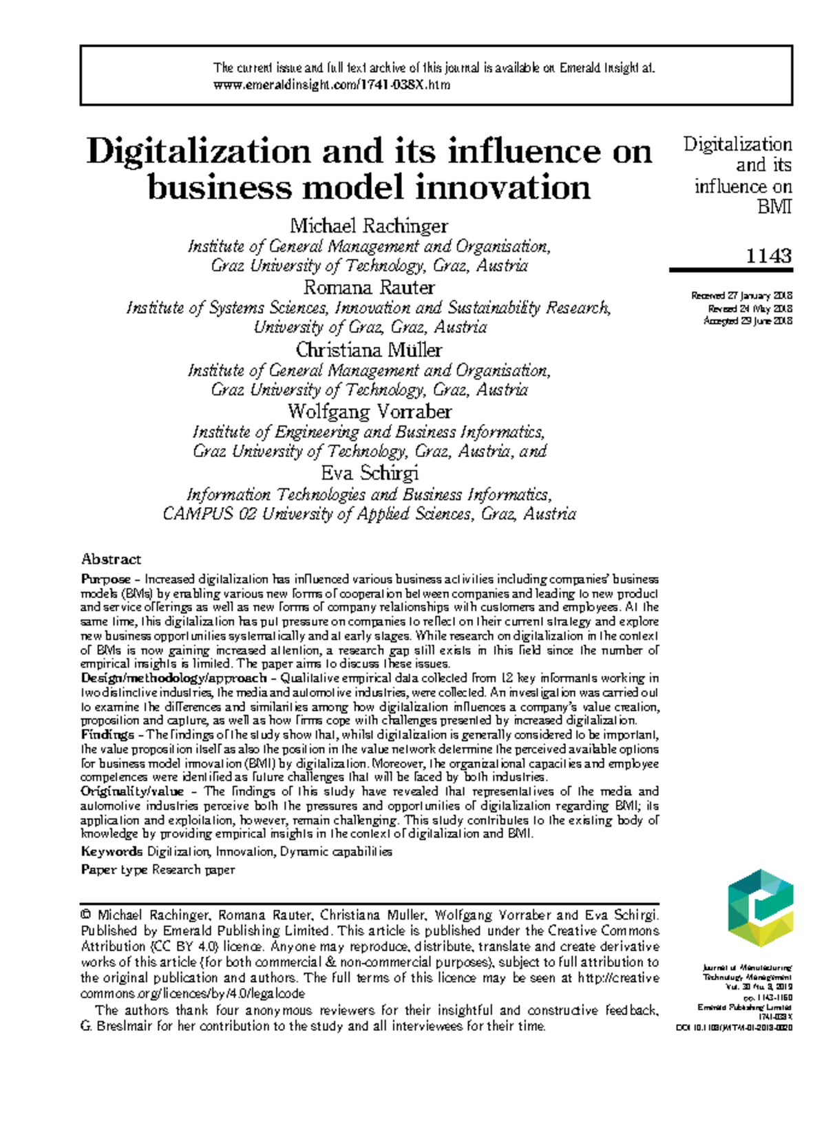 Digitalization and its influence on - Digitalization and its influence ...