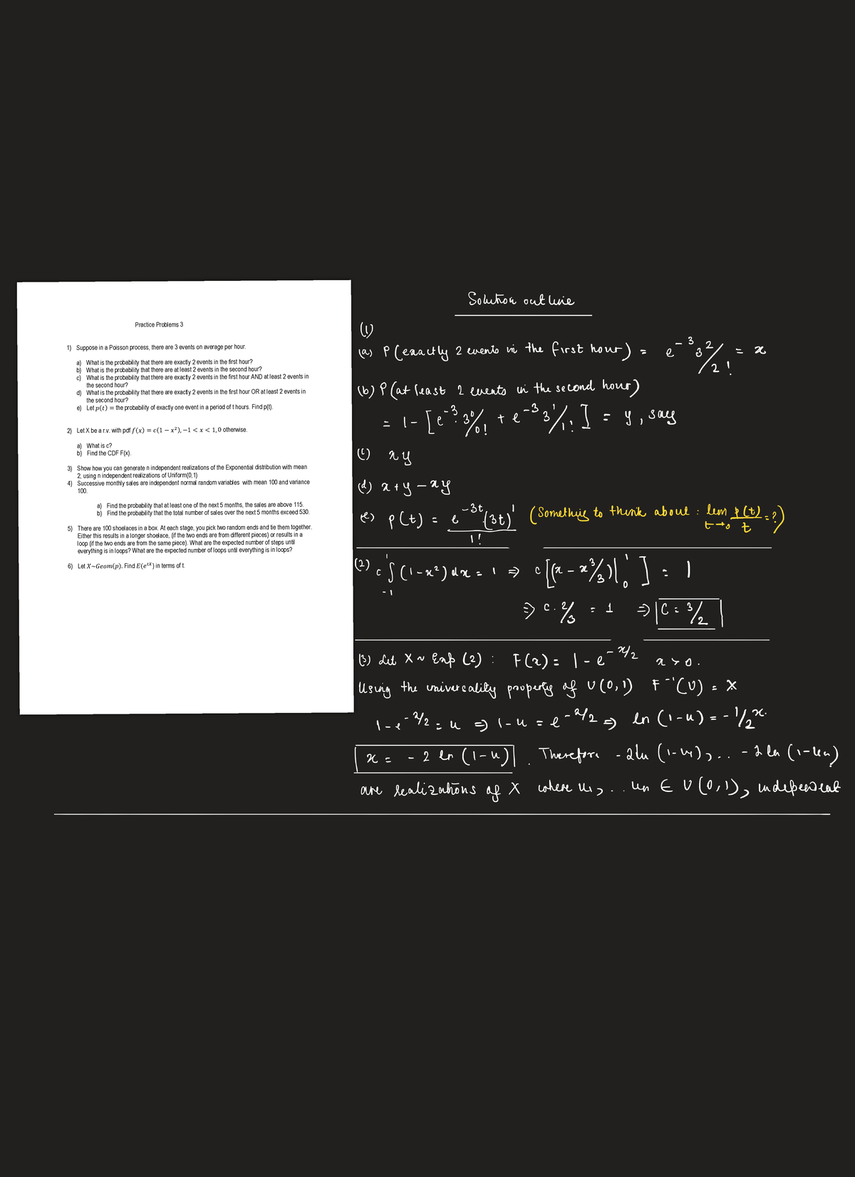 Stat 333 pp 3 solutions - 2023 Spring - Practice Problems 3 1) Suppose ...