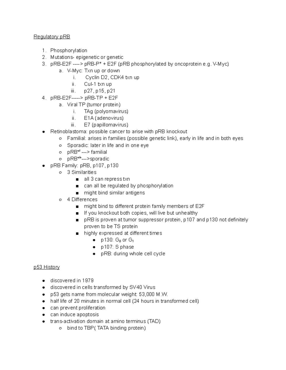 Lecture notes, lecture 2/12/16 - pRB regulation - Regulatory pRB 1 ...