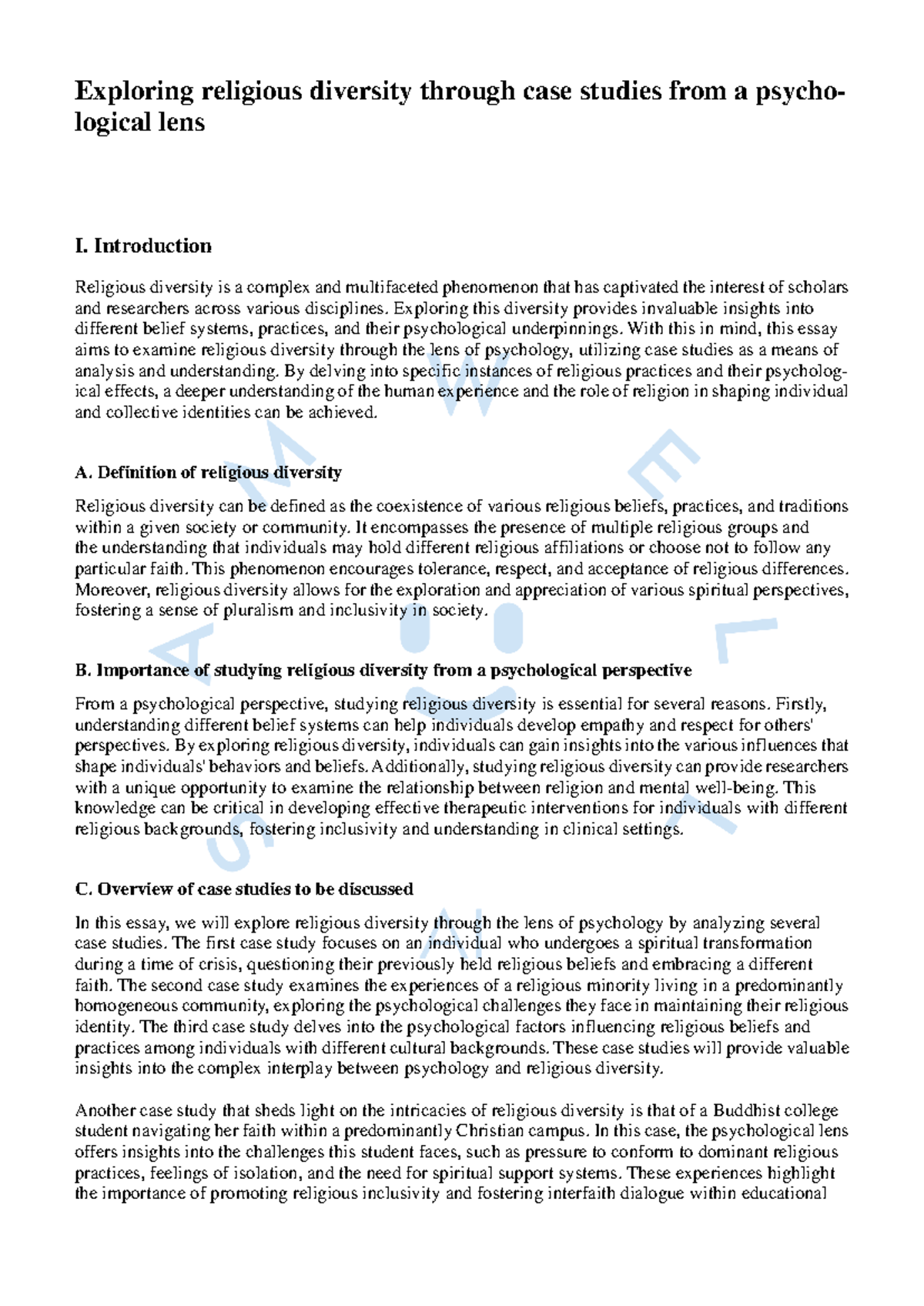 Exploring religious diversity through case studies from a psychological ...