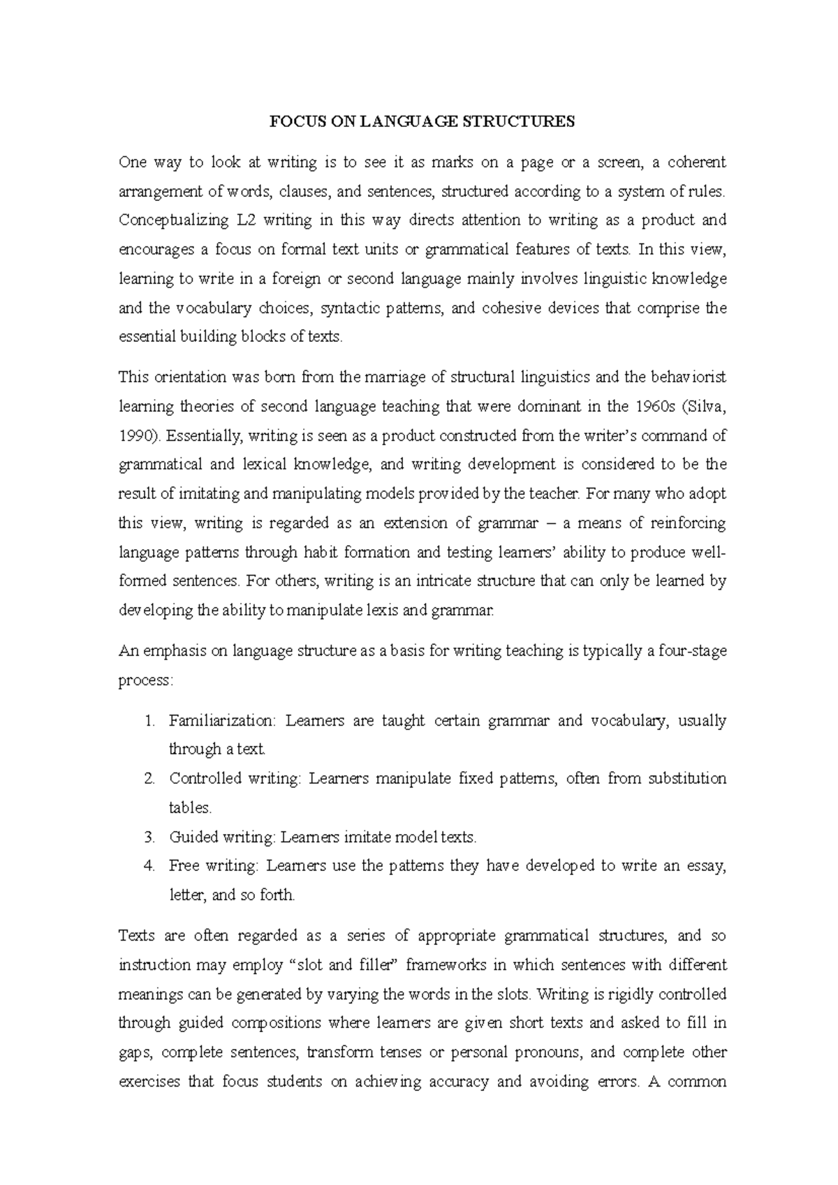 Focus ON Language Structures - FOCUS ON LANGUAGE STRUCTURES One way to ...