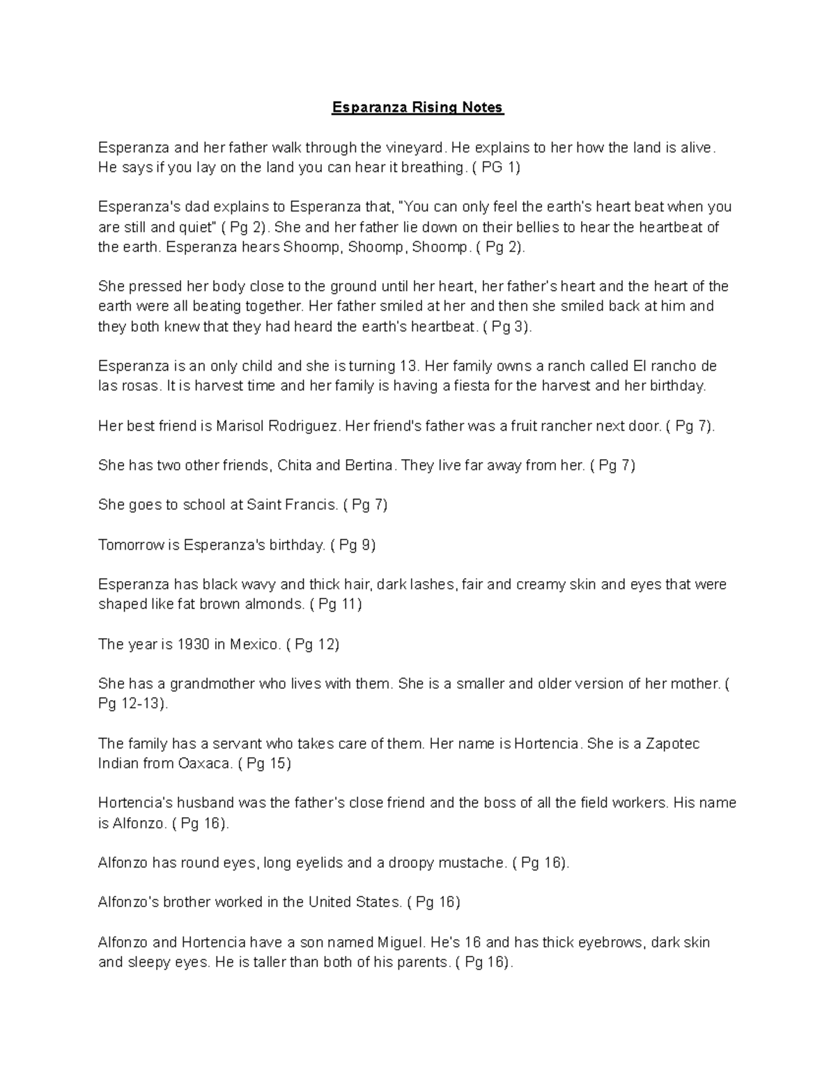 Esparanza Rising Summary - Esparanza Rising Notes Esperanza and her ...