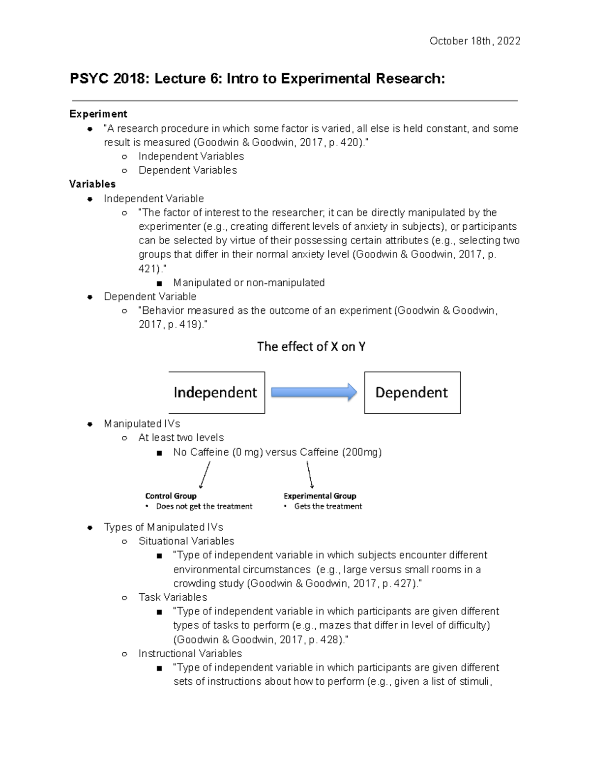 Experimental Research: Variables IVs and DVs - Studocu