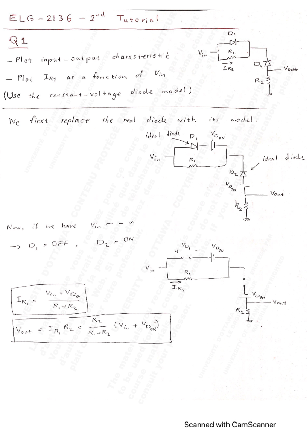 Tutorial #2 - Questions and Solutions - ELG 2136 - Studocu