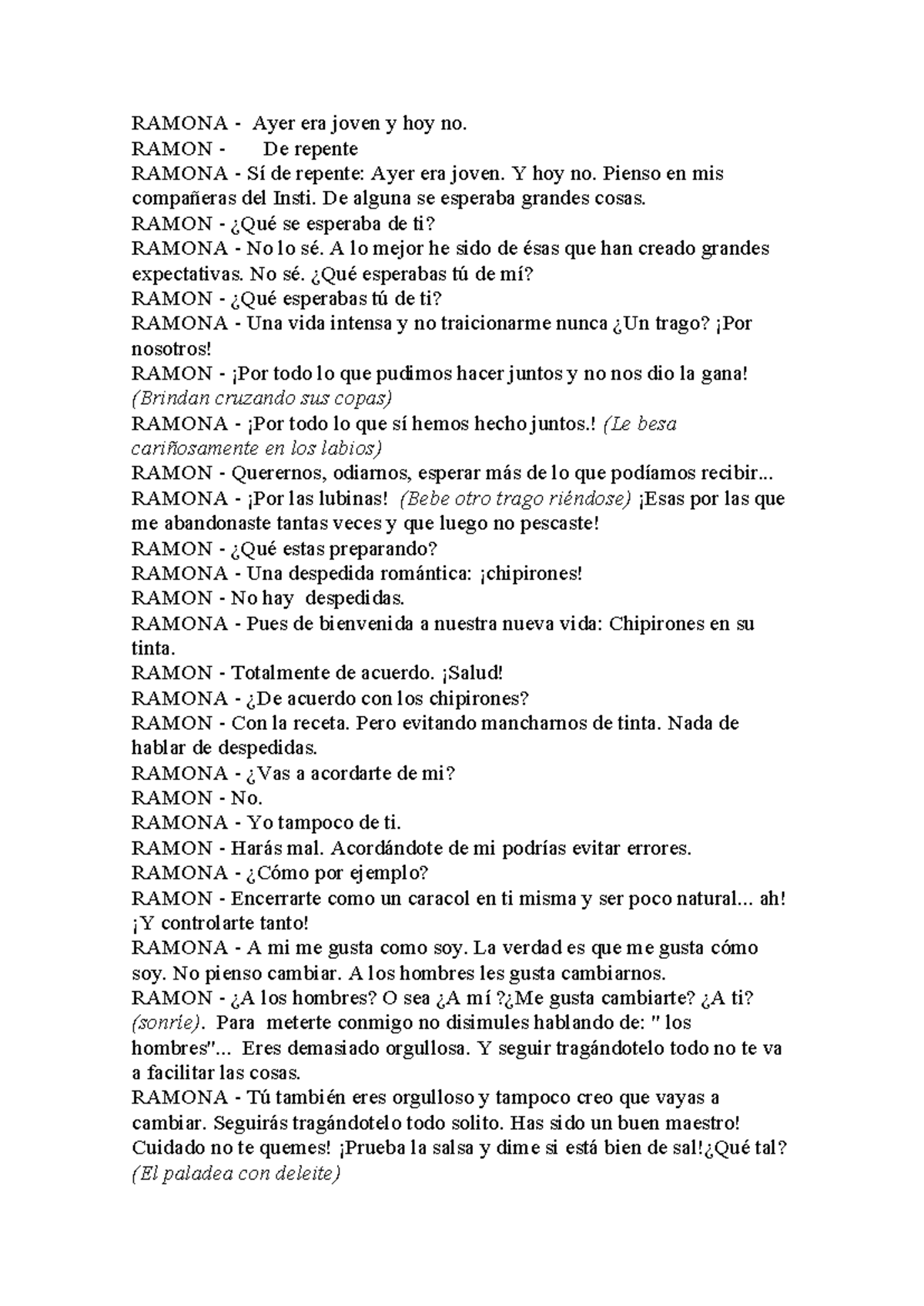 Ramon y ramona, guion teatral - dramatización - RAMONA - Ayer era joven ...
