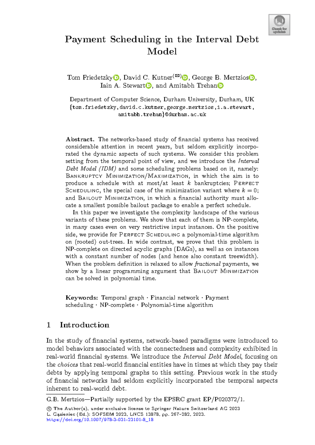Theory and practice of computer science (54) - Payment Scheduling in ...