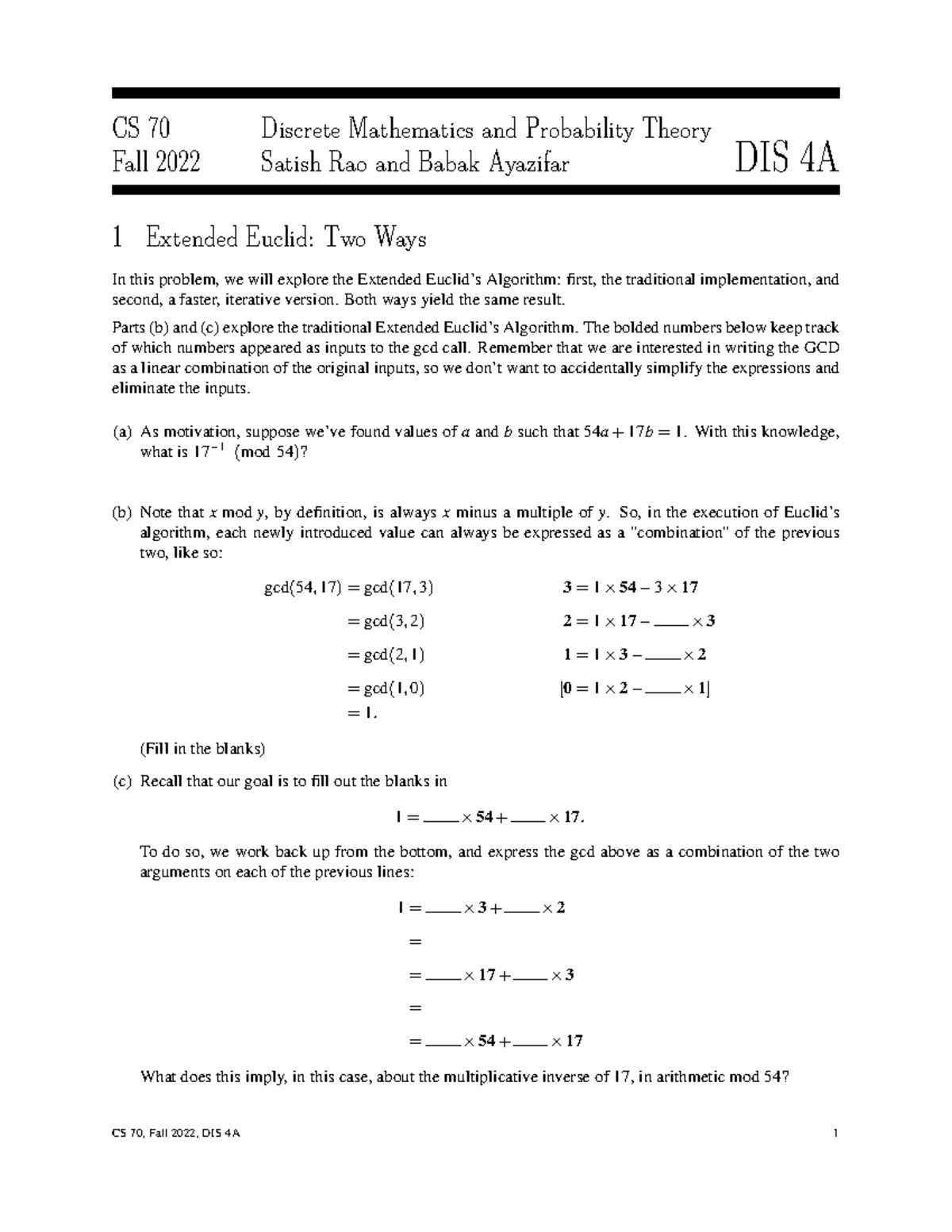 Dis04a - discussion worksheet - CS 70 Discrete Mathematics and ...