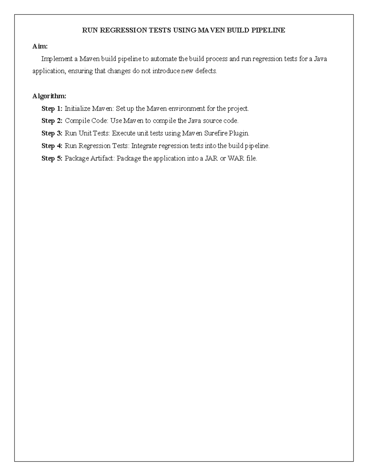 Run Regression Tests Using Maven Build Pipeline Run Regression Tests Using Maven Build