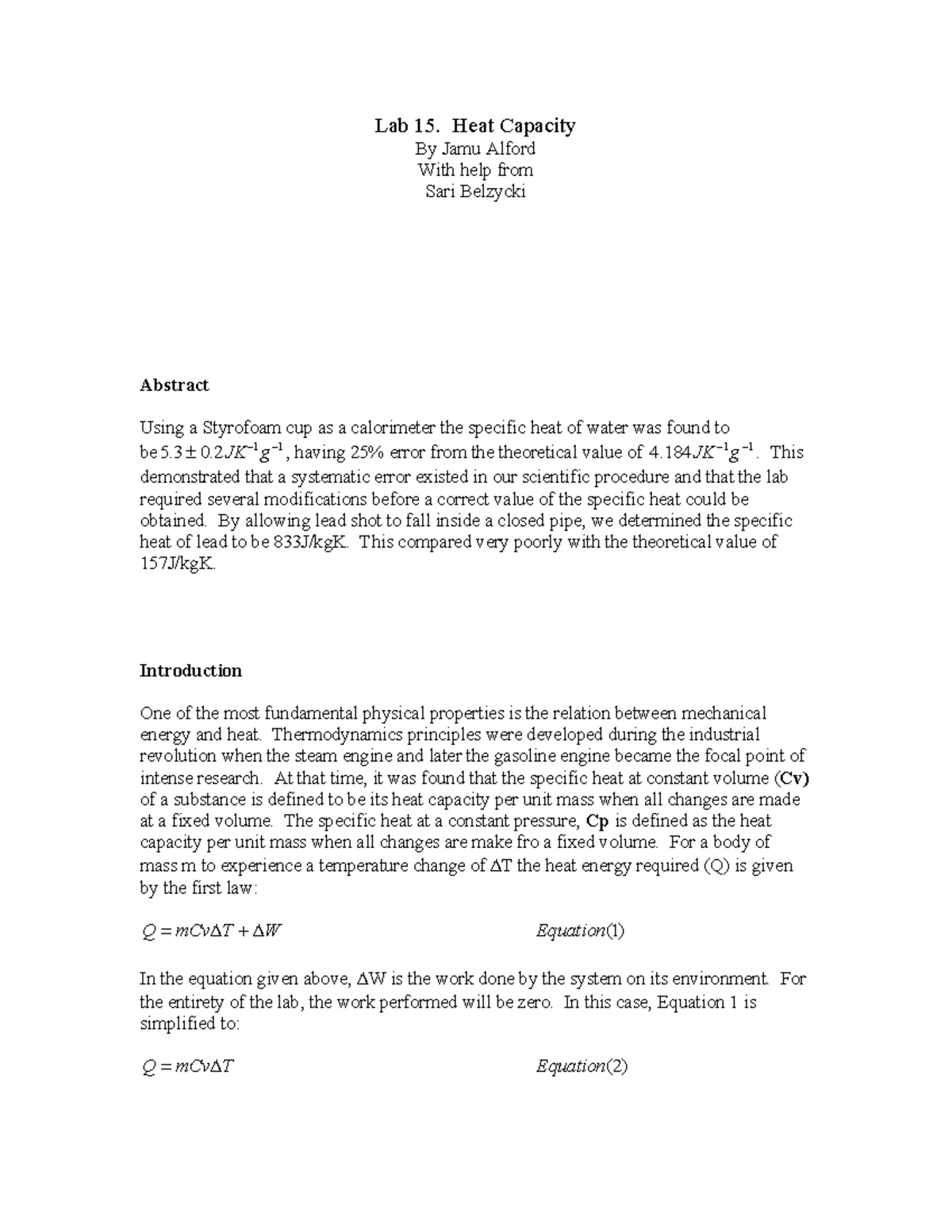 Example report - To help student familiarize with what is required of ...