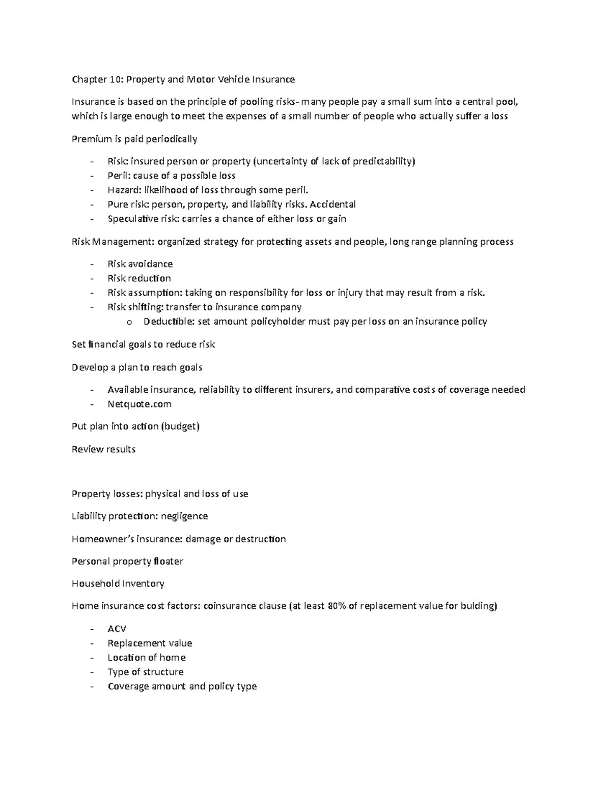 Chapter 10 Insurance - Focus on Personal Finance - Chapter 10: Property ...