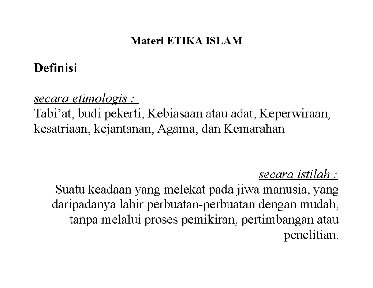 Akhlak Moral Dan Etika Dalam Islam