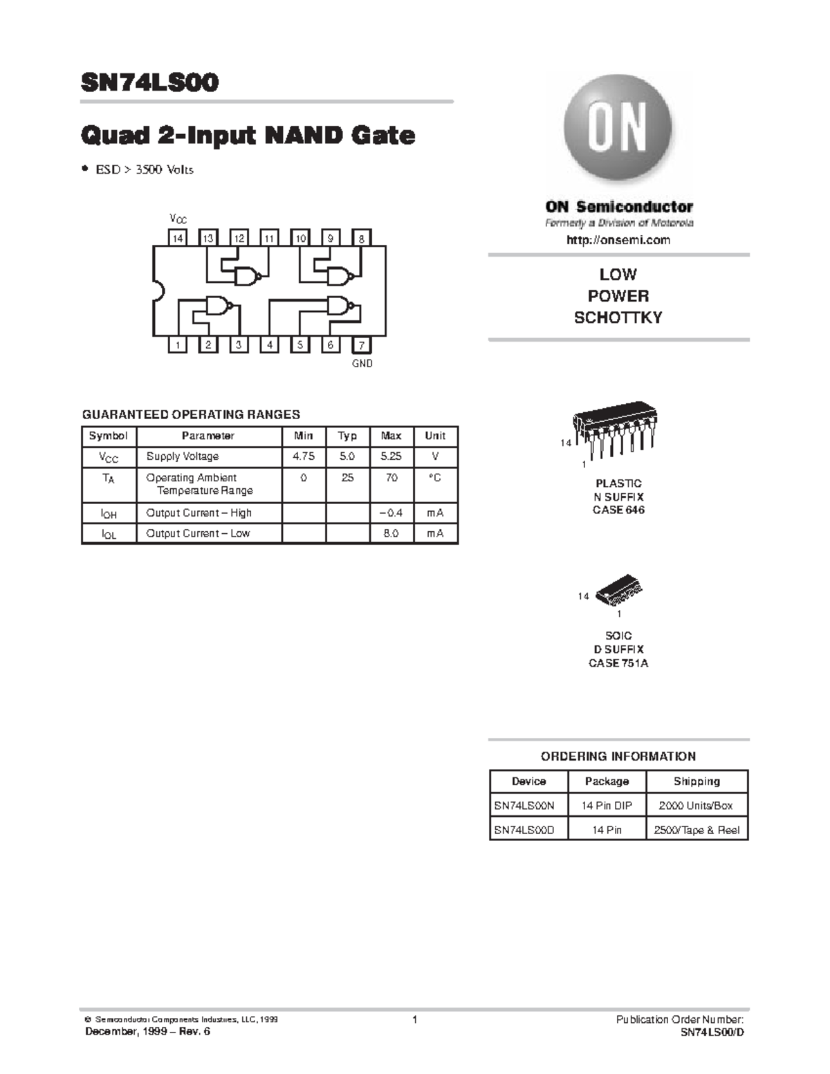 SN74LS00 - Práctica - Semiconductor Components Industries, LLC, 1999 ...