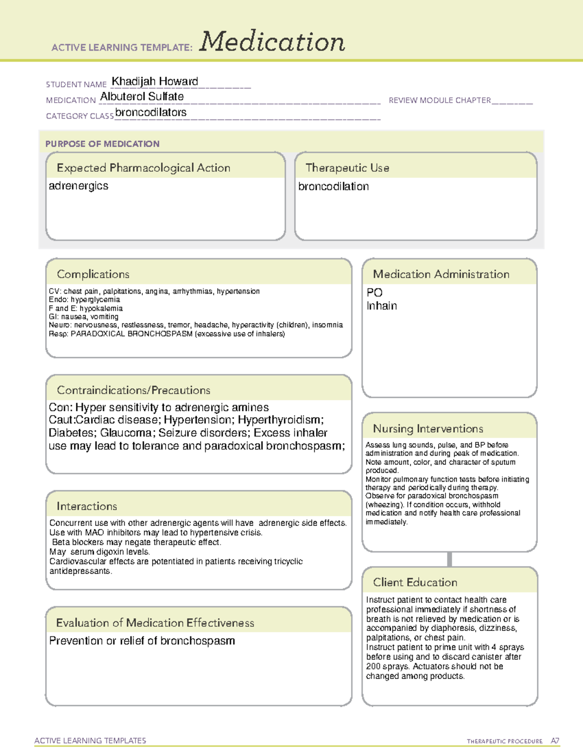 Albuterol Sulfate Med Temp - ACTIVE LEARNING TEMPLATES THERAPEUTIC ...