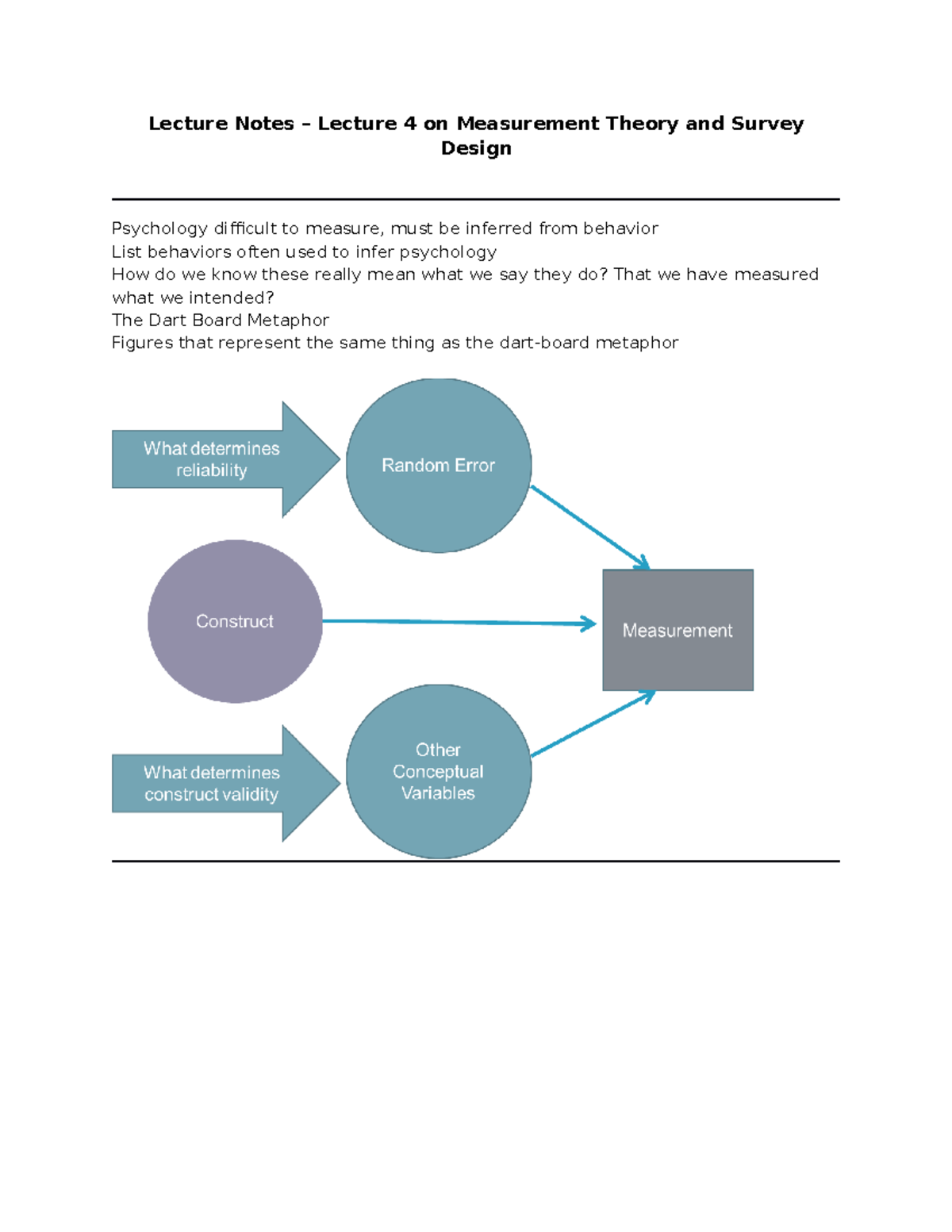 Lecture 4 Measurement Theory and Survey Design - Lecture Notes ...