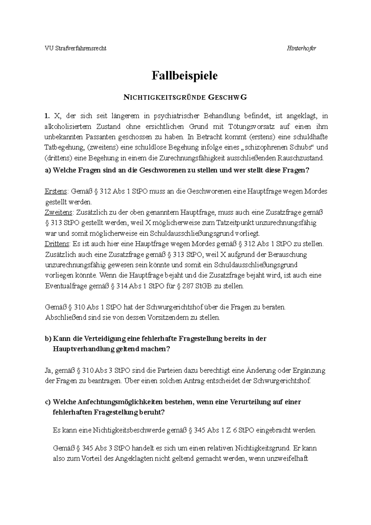Fallbeispiele XIV (NB Geschw G ️) - VU Strafverfahrensrecht Hinterhofer ...