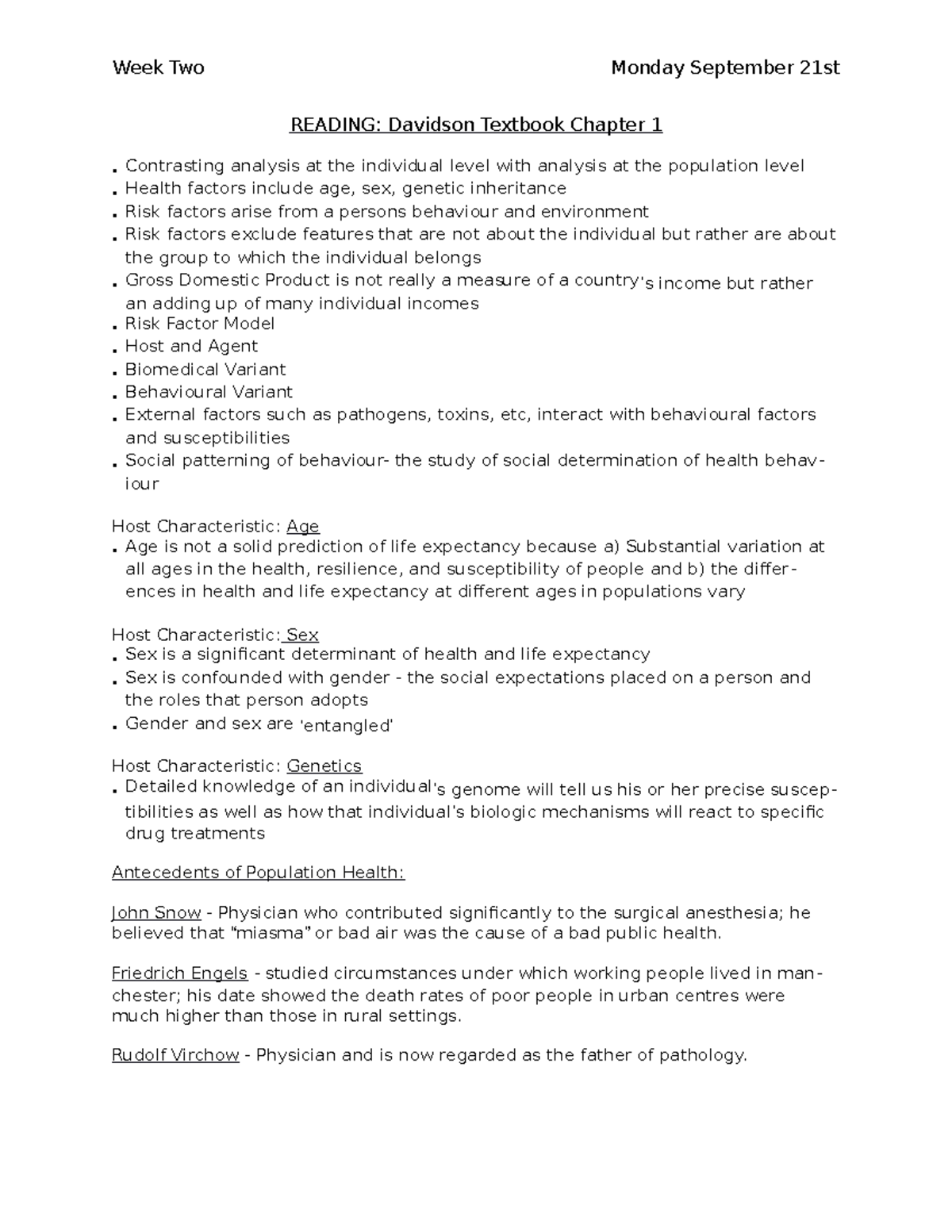 Lecture notes, lecture 2 - Davidson Textbook Chapter 1 - READING ...