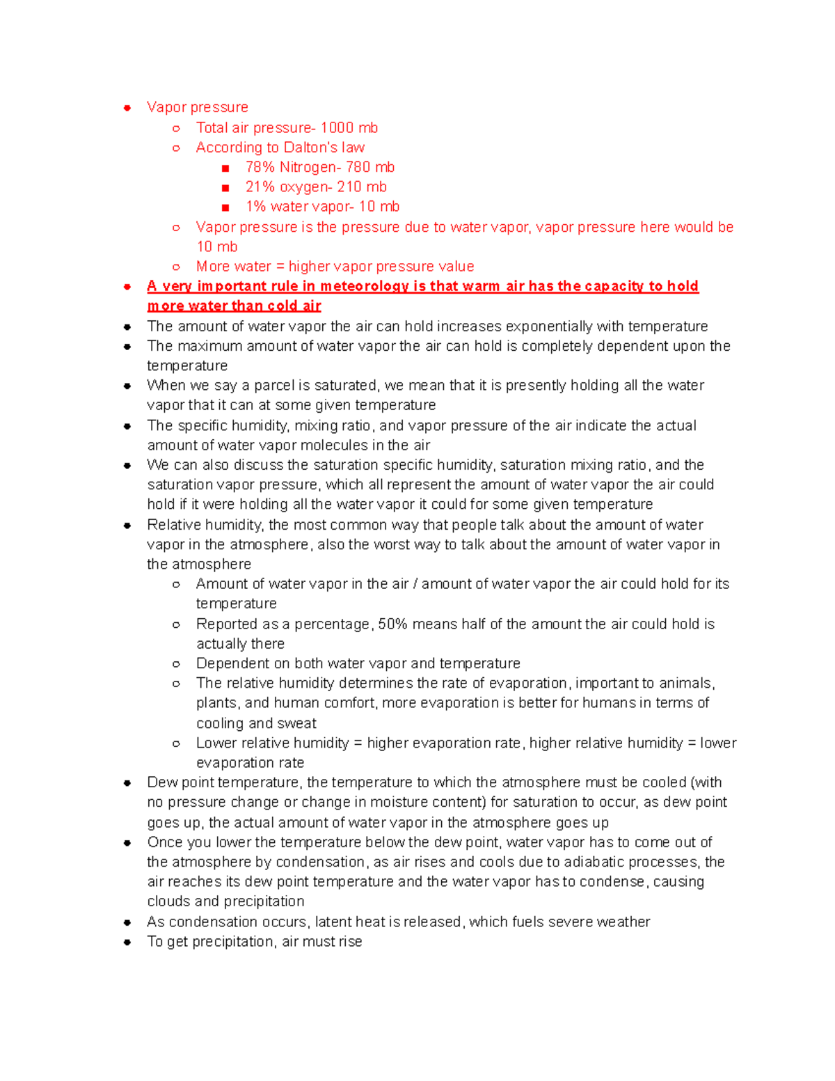 Meteorology study notes (51) - Vapor pressure Total air pressure- 1000 ...