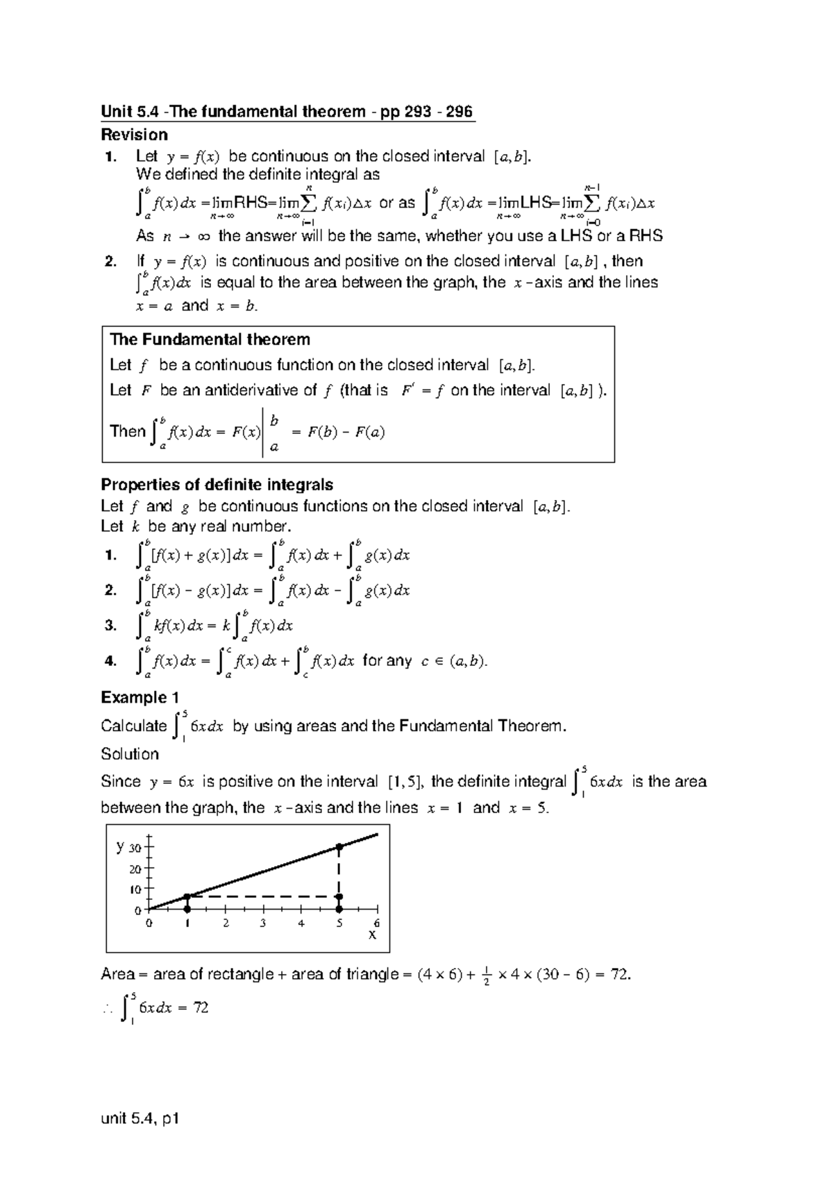 Unit 5 - UNIT - Unit 5. 4 - The fundamental theorem - pp 293 - 296 ...
