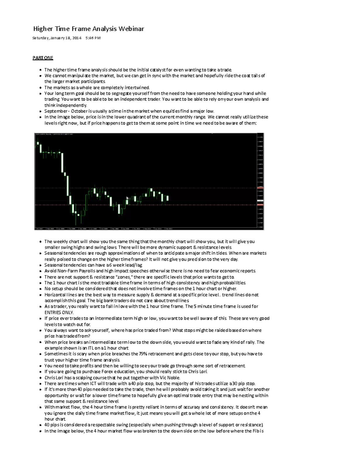 Inner Circle Trader - Higher Time Frame Analysis Webinar - PART ONE The ...