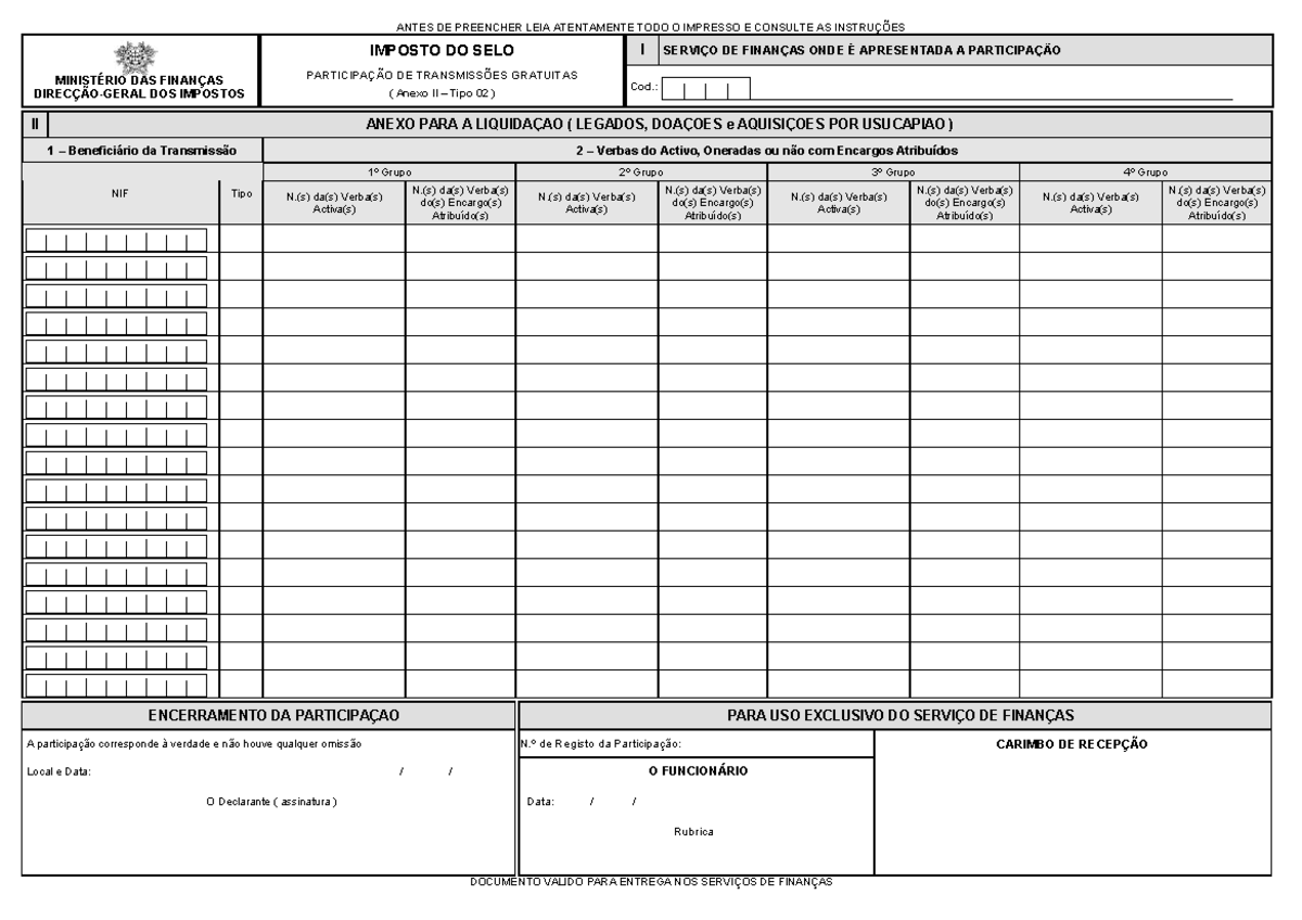Anexo II 02 Anexoliquidacaold - ANTES DE PREENCHER LEIA ATENTAMENTE ...