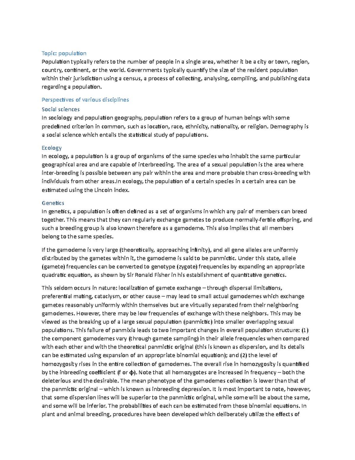 Population - Topic: population Population typically refers to the ...