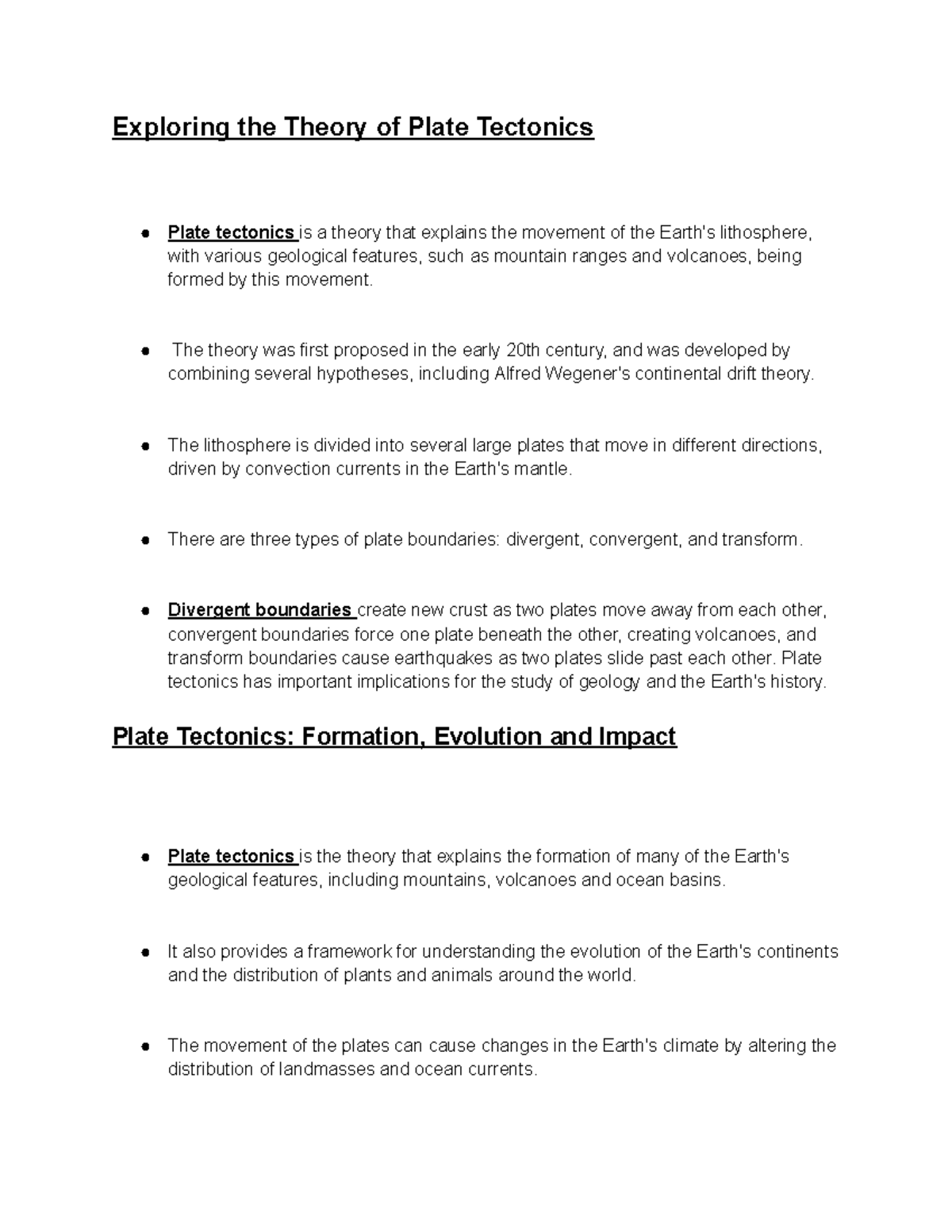 Plate Tectonics - The theory was first proposed in the early 20th ...