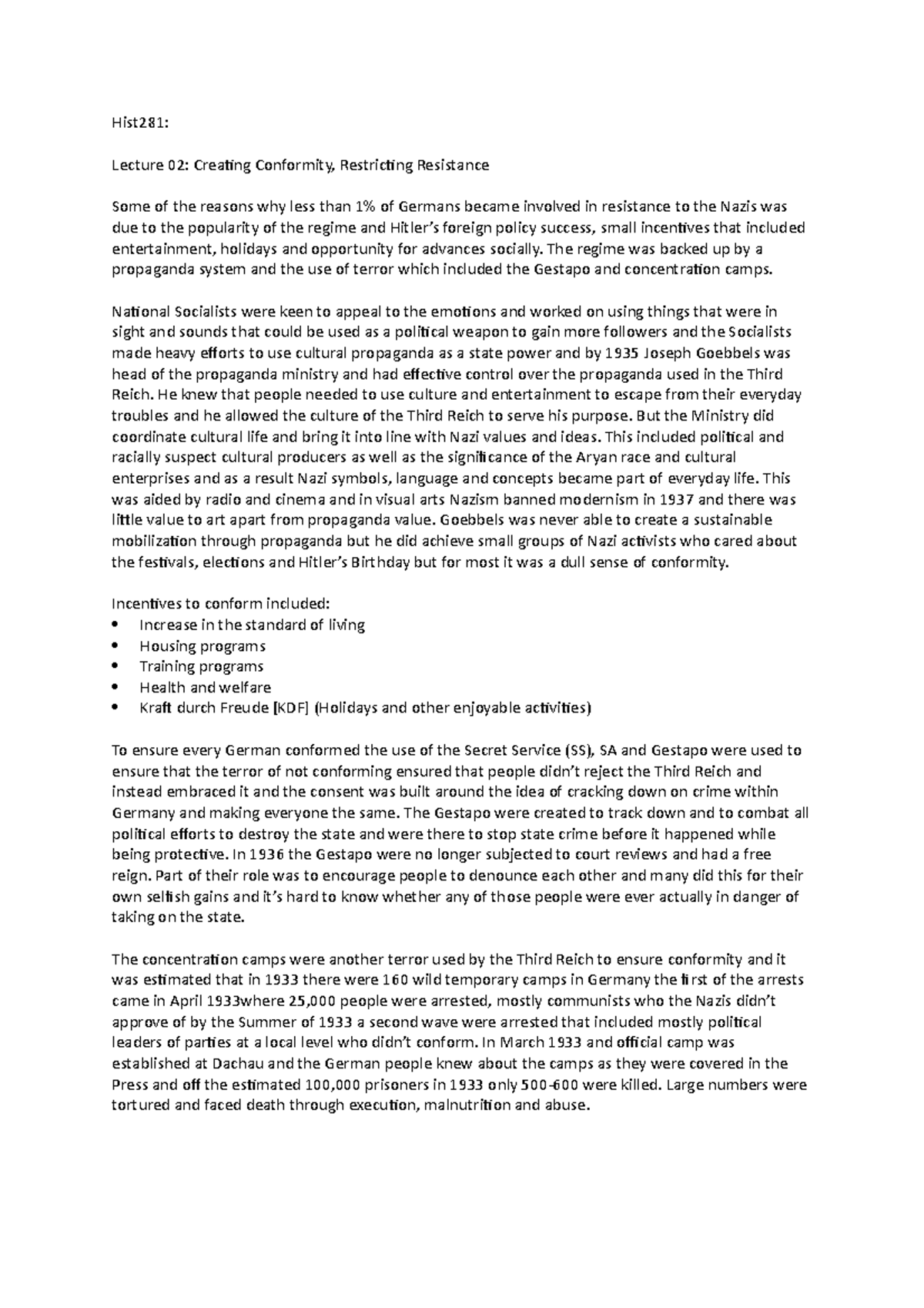 Lecture 2 - Creating Conformity, Restricting Resistance - The regime ...