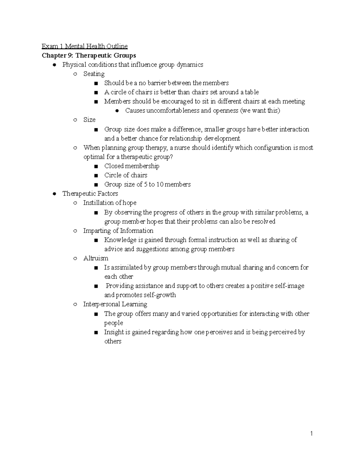 Exam 1 Mental Health Outline - Exam 1 Mental Health Outline Chapter 9 ...
