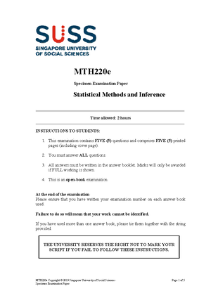 Jan2023 MTH220 EQP Final Solution - Jan2023 MTH 220 EQP Final Solution (For Student’s Reference ...