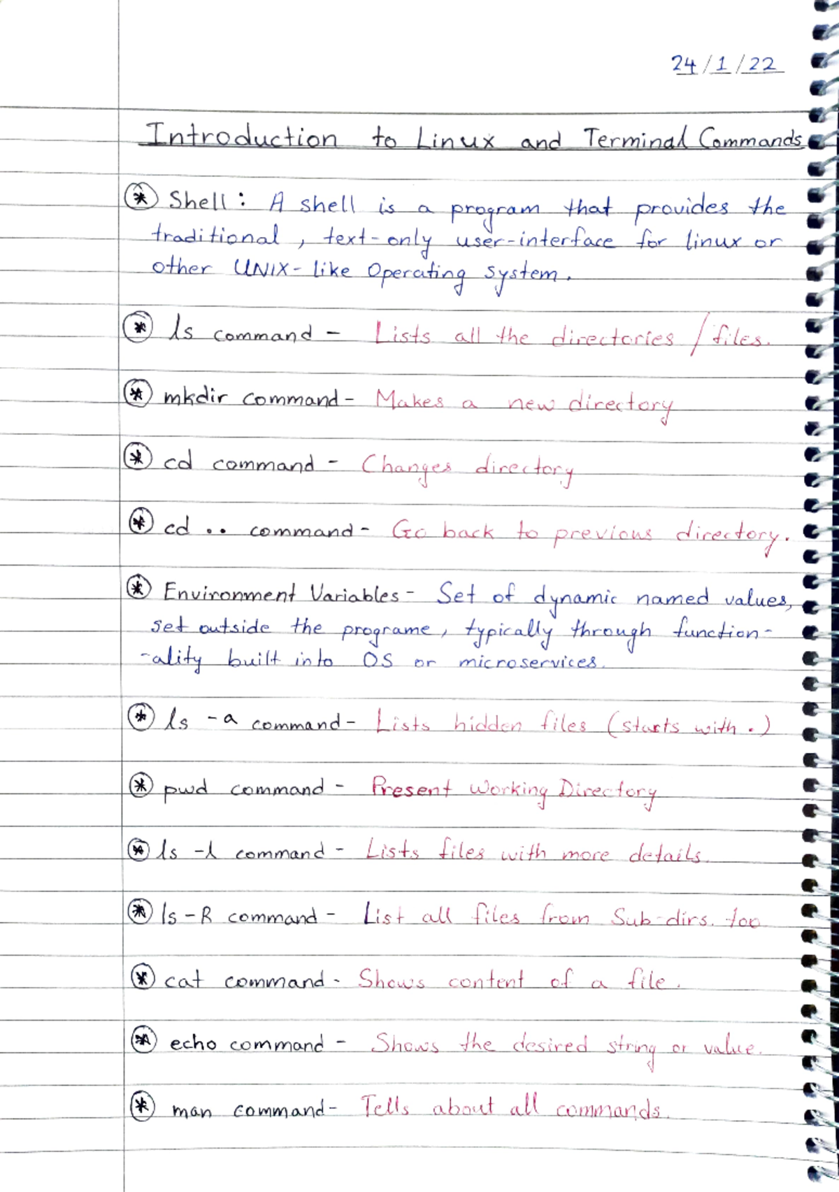 Handwritten Cheatsheet - 24/1/ Lntroduction to Linux andd Tecmindl ...