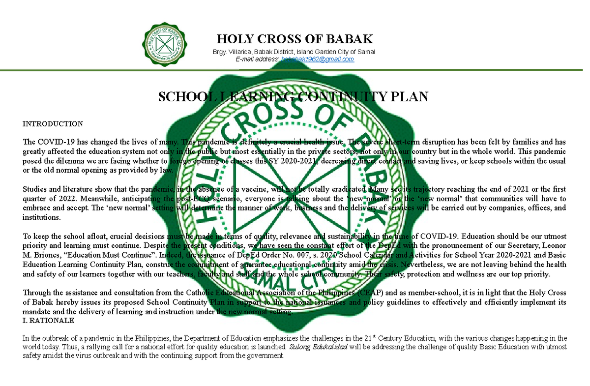 LCP shs - HCB School LCP for SHS - Bachelor of Secondary Education ...