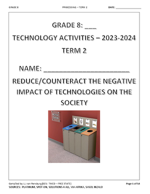 Grade 8 Term 3 PAT - tech gr8 - GRADE 8 TERM 3 MECHANICAL SYSTEMS AND ...