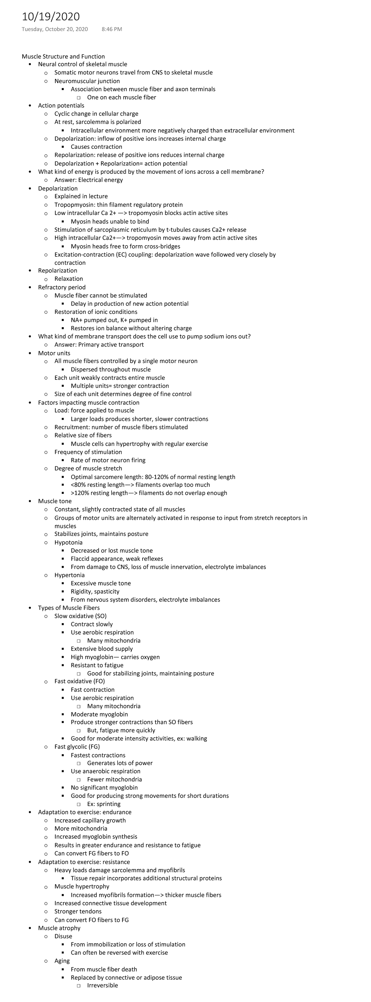 A&P Muscle Structure and Function - Muscle Structure and Function ...