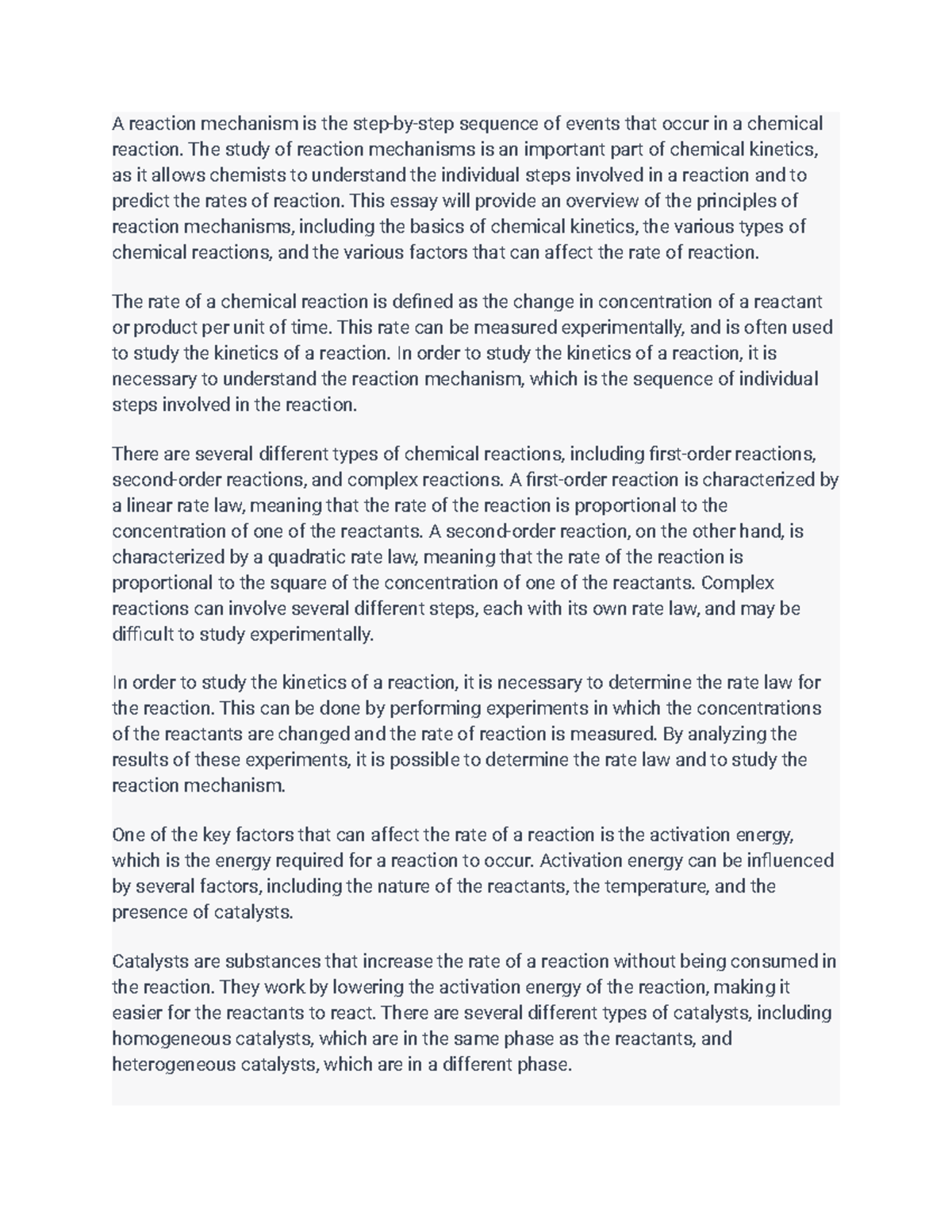 Reaction Mechanisms Notes - A reaction mechanism is the step-by-step ...