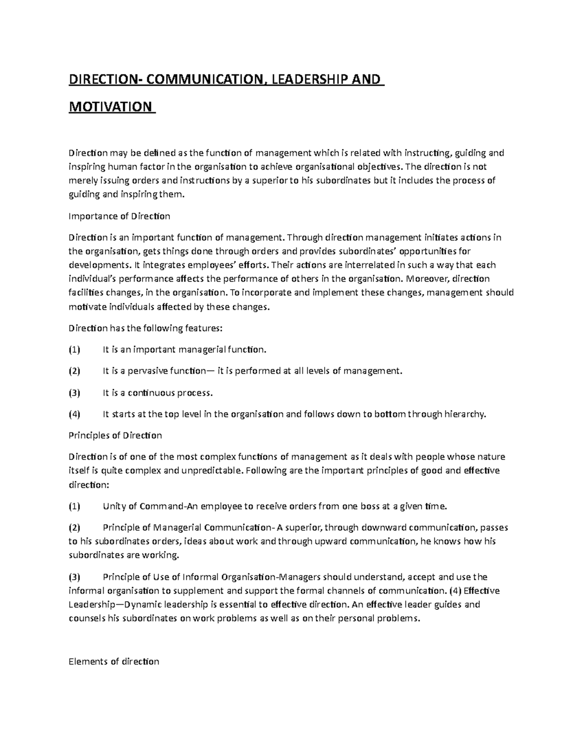 Direction communication leadership in business - DIRECTION ...