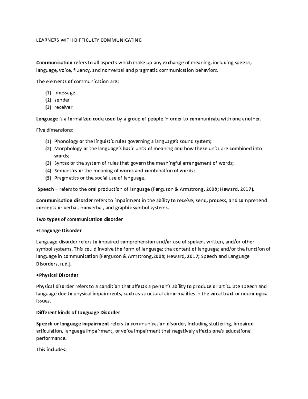 Learners with difficulty communicating - LEARNERS WITH DIFFICULTY ...