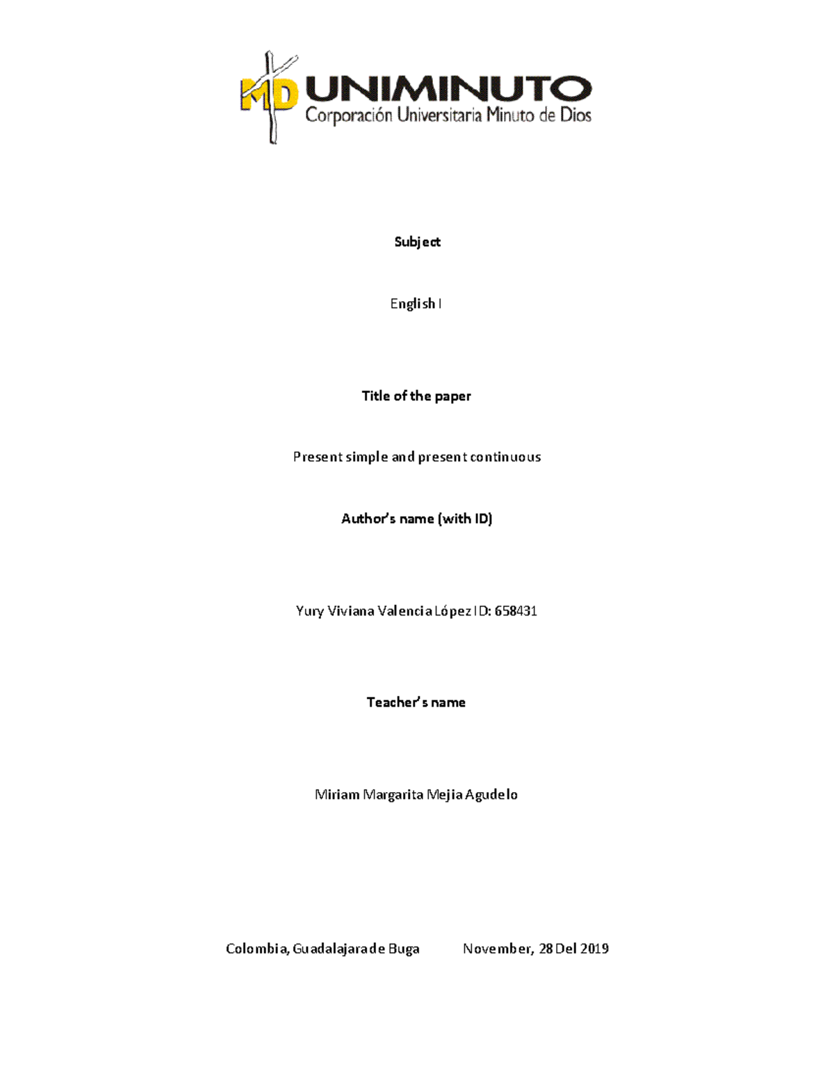 Present Simple AND Present Continuous- Practice - Subject English I ...