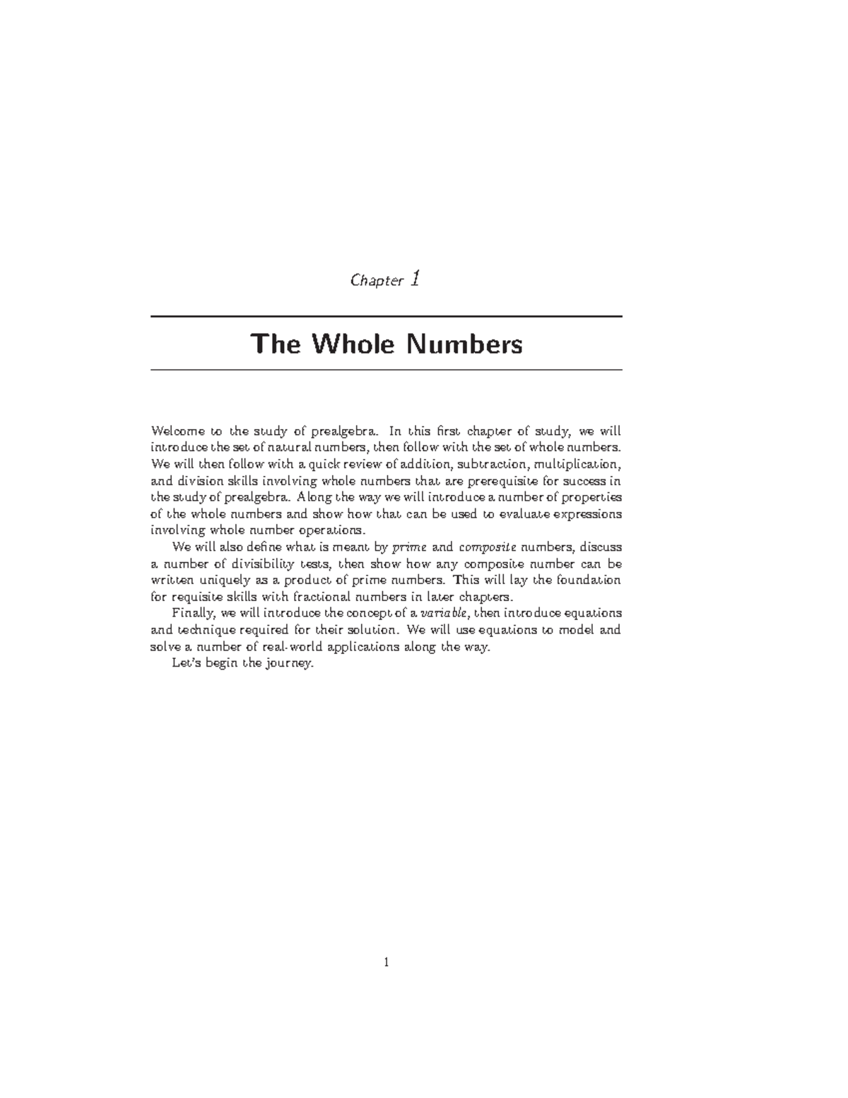 Pre Algebra Redwoods - basic math - Chapter 1 The Whole Numbers Welcome ...