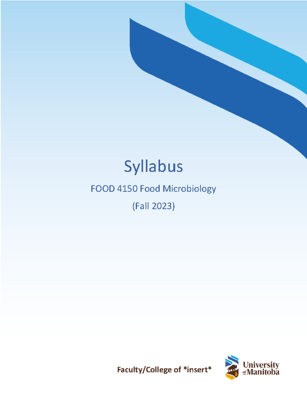 FOOD4150 2023 syllabus - Faculty/College of insert Syllabus FOOD 4150 ...