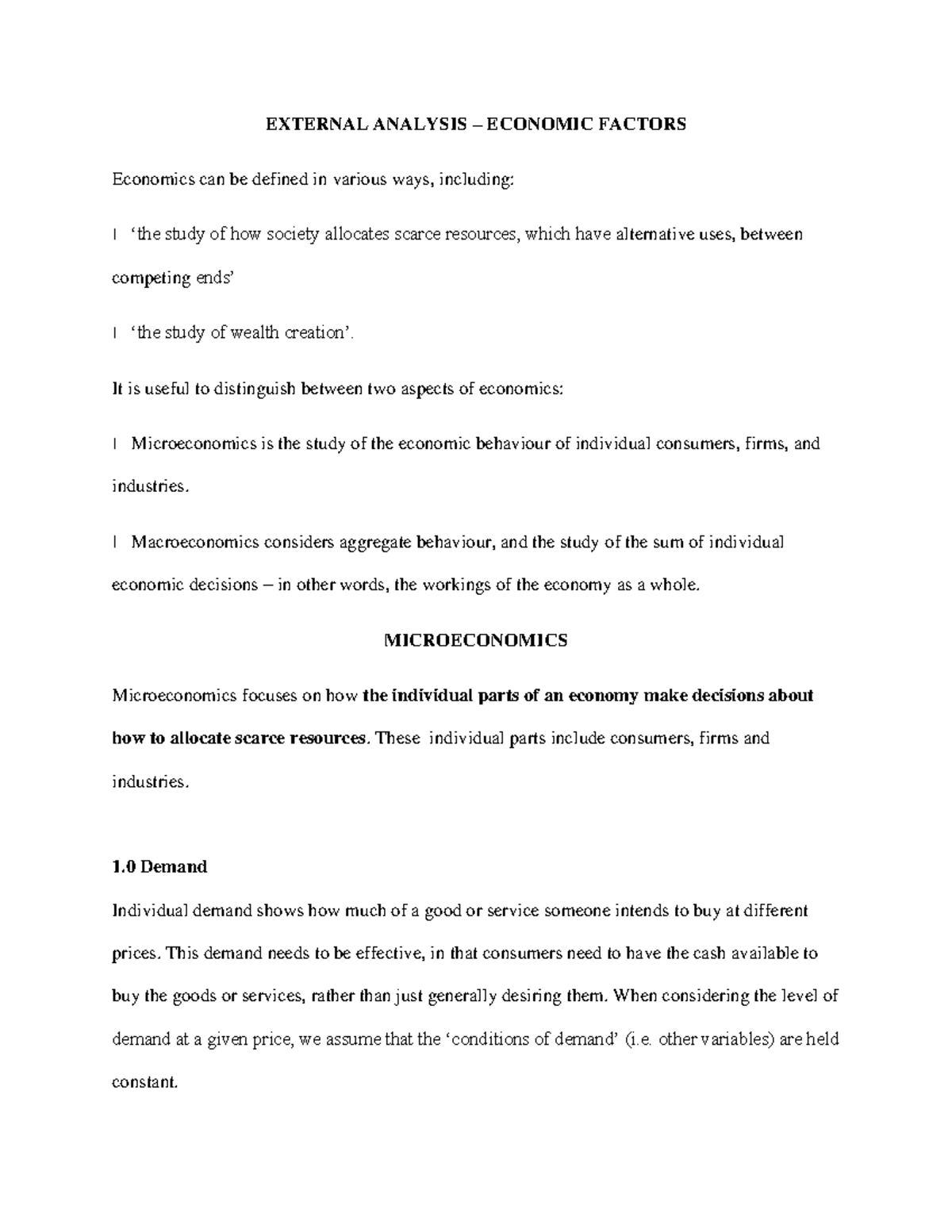 Chapter 7 External Analysis-microeconomic environment - EXTERNAL ...