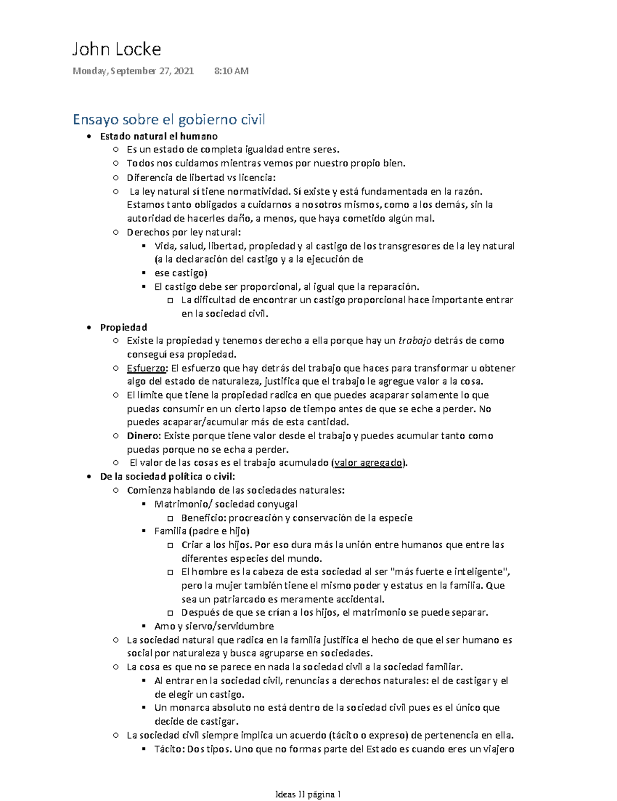 Resumen de John Locke: - ideas e instituciones políticas y sociales II ...