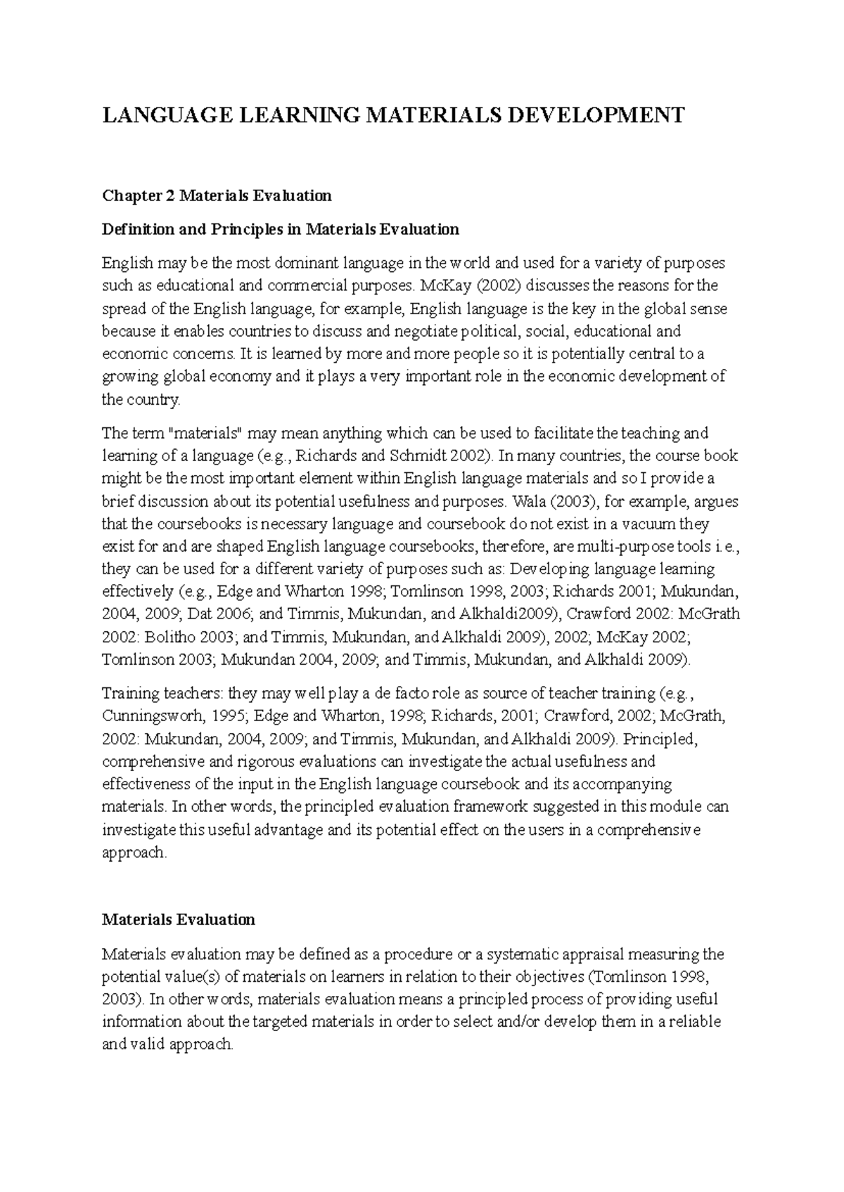 Language Learning Materials Development Pointers - LANGUAGE LEARNING MATERIALS DEVELOPMENT ...