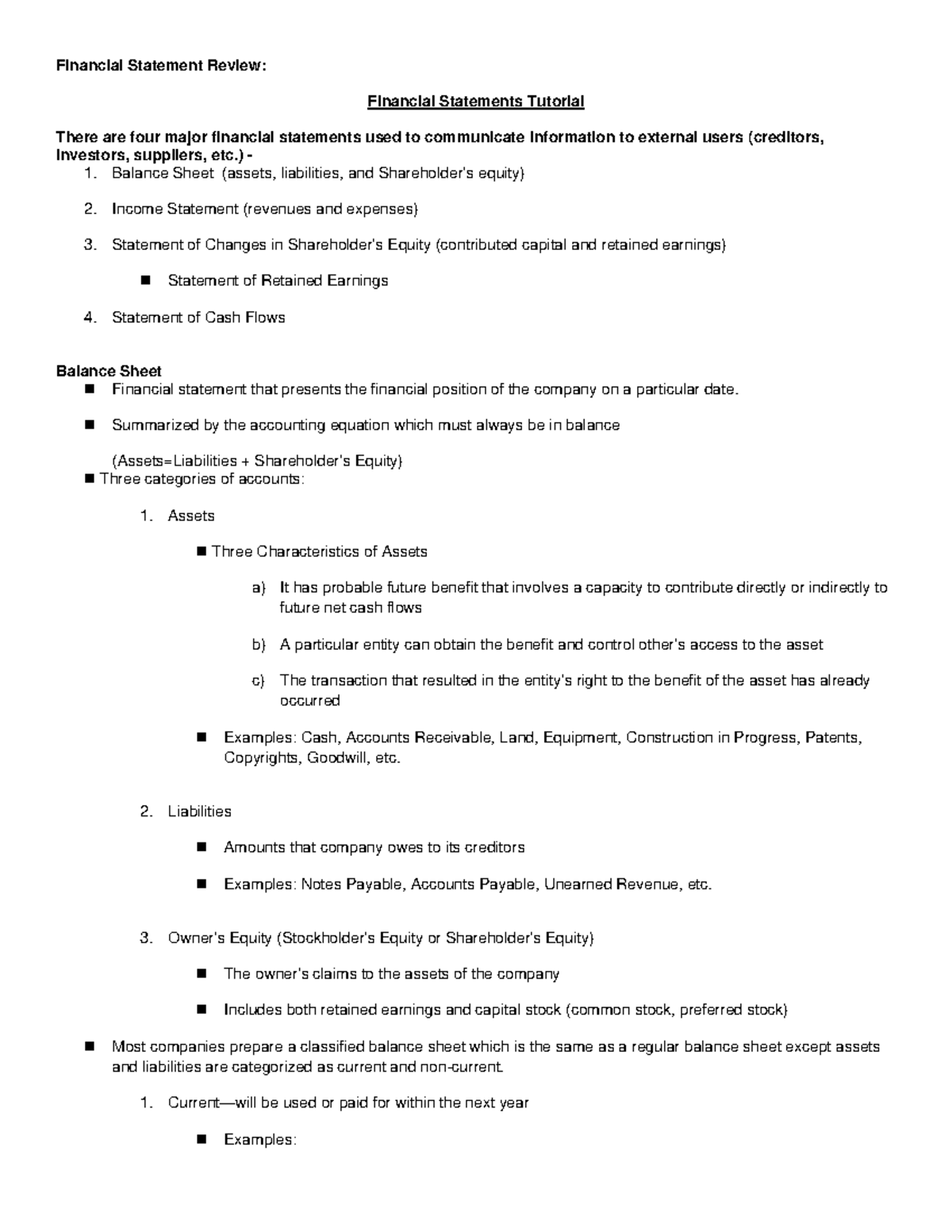 Financial stament review - Financial Statement Review: Financial ...