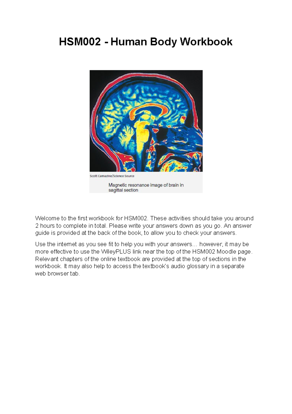 Human Body Workbook - HSM002 - Human Body Workbook Welcome to the first ...